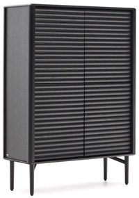 Černá skříňka v dekoru dubu 104,5x144x40 cm Lenon – Kave Home