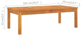vidaXL Konferenční stolek 100 x 50 x 33 cm masivní akáciové dřevo