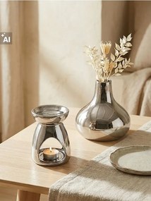 Sinsay - Keramická aromalampa na čajovou svíčku - sříbrná