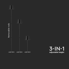 LED Solution Černá LED stojací nabíjecí lampa 500-1300mm 4W IP54 7009