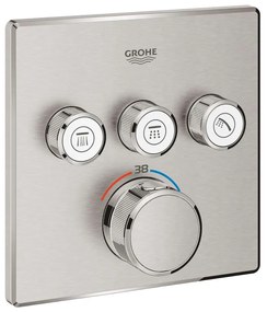 Grohe Grohtherm SmartControl - Termostatická baterie pod omítku, 3 ventily, supersteel 29126DC0