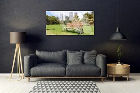 Obraz na skle Park Mrakodrapy Příroda 125x50 cm