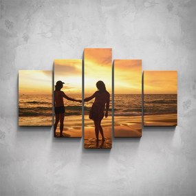 5-dílný obraz - Zamilovaný pár na pláži - PopyDesign