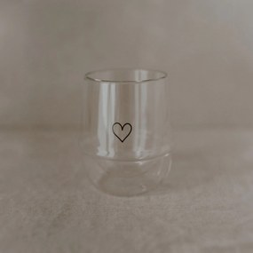 Eulenschnitt Dvoustěnná sklenice na cappuccino Heart 220 ml, čirá barva, sklo