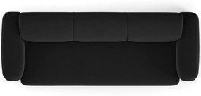 Černá sametová trojmístná pohovka MICADONI Greta 235 cm