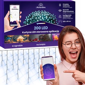 Celoroční Led závěs ovládaný Aplikací, světelná dekorace 200, girlanda