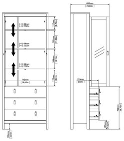 Šedobéžová vitrína 78x199x33 cm Madrid – Tvilum