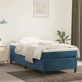vidaXL Box spring postel s matrací 90x200 cm samet [3144658] Barva: Tmavě moddrá