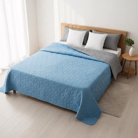 Tutumi Diamante, oboustranný prošívaný přehoz na postel 220x240 cm, světle šedá-modrá, NAZ-00715