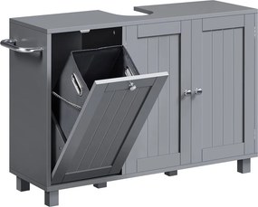 Koupelnová skříňka s umyvadlem Yaheetech – tmavě šedá, 90 cm (délka) × 30 cm (šířka) × 62,5 cm (výška), nové provedení (267561680705)