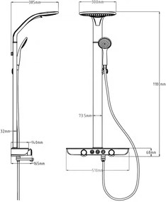 Mexen Blaze, sprchová sada s ruční a dešťovou hlavicí, bílá-chromová, 78109-20