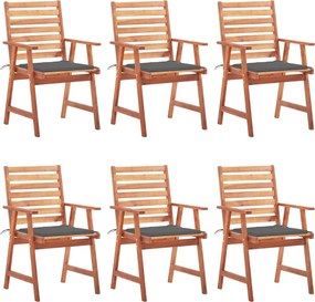 vidaXL Zahradní jídelní židle 6 ks s poduškami masivní akáciové dřevo [3078350] Barva: antracitová
