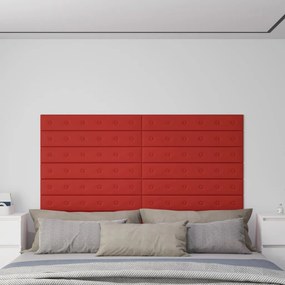vidaXL Nástěnné panely 12 ks 90 x 15 cm umělá kůže 1,62 m² [343995] Barva: vínová červená
