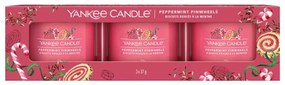 Yankee Candle Sada Votivní svíčky ve skle Peppermint Pinwheels, 3 x 37 g