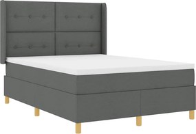 Postel s boxspringem s čelo Tmavě šedá 140 x 200 cm textil 3341834