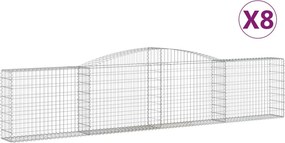 Klenuté gabionové koše 8 ks 400x30x80/100 cm pozinkované železo 3146859