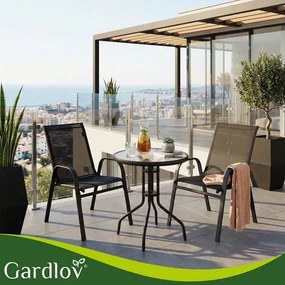Balkonový set stůl + 2 židle černý Gardlov 27568