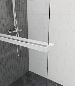 Erga Paris, sprchová zástěna Walk-In 30x200 cm, 8mm šedé sklo, bílý matný profil, ERG-V02-PARIS-030x200-GR-WH