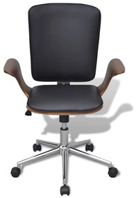 Otočná kancelářská židle ohýbané dřevo a umělá kůže,  241685