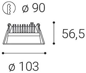 LED2 2250433D Zeta XS, černé svítidlo pro zapuštění, 10W LED 3000K DALI, ⌀10,3cm, IP44