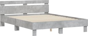 Rám postele s čelem a LED osvětlením betonově šedý 140 x 190 cm 3207563