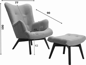 Křeslo Grande s podnožkou, Falcon23/ořech