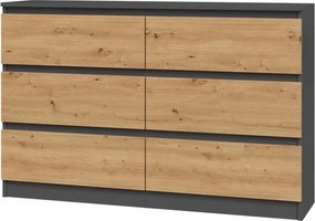 FALCO Komoda Malvína M6 120 antracit/dub artisan