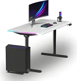 Ultradesk Quest černá-bílá / Herní stůl / 140 x 70 cm / nastavitelná v