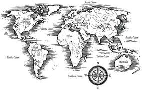 Tapeta mapa světa v nádherném provedení - 225x150 cm