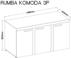 Komoda RUMBA 3F Dub lefaks