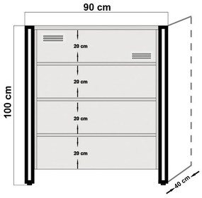 Designová komoda Ilaria 90 cm borovice