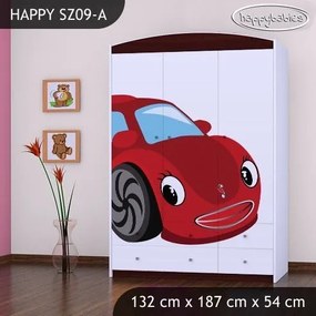Dětská skříň RED CAR - TYP 9 - kaštan wenge