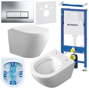BPS-koupelny Podomítkový modul Geberit DuoFix s WC mísou MU-WH-RIM-03 + ovládací tlačítko Delta 50 chrom
