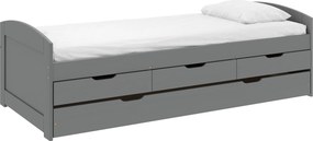 Postel s výsuvnou přistýlkou, šedá, masiv, 90x200, MARINELLA NEW