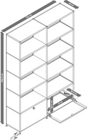 Tchibo - Regál CN3 se 2 výklopnými dvířky - barva: šedá