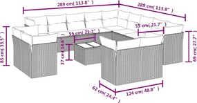 14dílná zahradní sedací souprava s poduškami černá polyratan 3218555