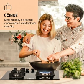Klarstein Goldflame 3, plynová varná deska, 3 hořáky Messing, sklokeramika