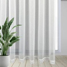 Voálová﻿ hotová záclona s krajkou bílá 9233 různé velikosti