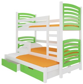 Patrová postel pro tři osoby s matracemi SORIA Hlavní barva: Bílá, Další barva: Šedá