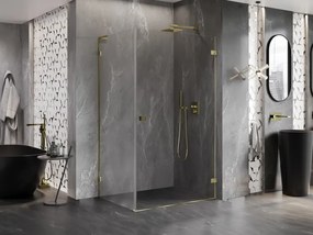 Mexen Lunar-B L výklopný sprchový kout pravý 100 x 80 cm, čiré sklo, zlatá lesklá, 832L-100-080-50-00-P
