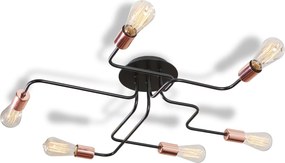 Light for home - Lustr přisazený ke stropu 20207 "ELECTRICO", 6x60W, E27, černá, měď