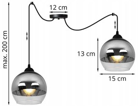 Závěsné svítidlo Bergen Spider, 2x chromové/transparentní skleněné stínítko (fi 15cm)