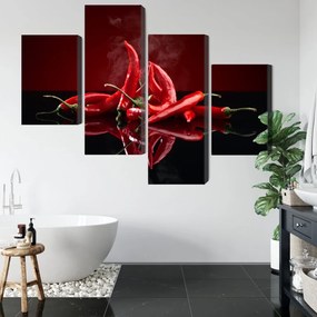 Vícedílný obraz Červené Chilli Papričky Nedostatek Nedostatek Plátno Canvas 120x75