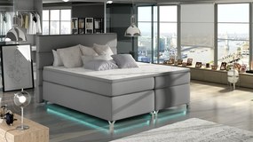 Kontinentální postel Boxspring MADEIRA šedá ekokůže 160x200cm