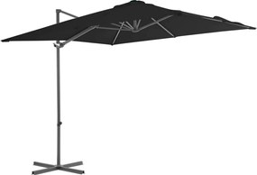 vidaXL Konzolový slunečník s ocelovou tyčí azurově 250 x 250 cm [44624] Barva: Černá
