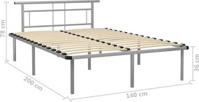 Rám postele šedý kov 140 x 200 cm 324831
