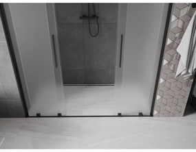 Mexen Velar L Duo, posuvné sprchové dveře do otvoru 200 cm, 8mm sklo námraza, černá matná, 871-200-003-32-70