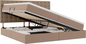 Postel s úložným prostorem Cappuccino 200 x 200 cm Umělá kůže 3371684