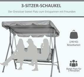 Outsunny Hollywoodská houpačka s nastavitelným slunečníkem, 3-místná zahradní houpačka s protiskluzovými nohami, nosnost až 240 kg, lenošky do zahrad…