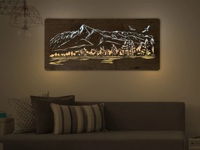 Li-Go "Hory s ptáky" světelný obraz 230V 110x50 cm provedení povrchu: dub světlý
